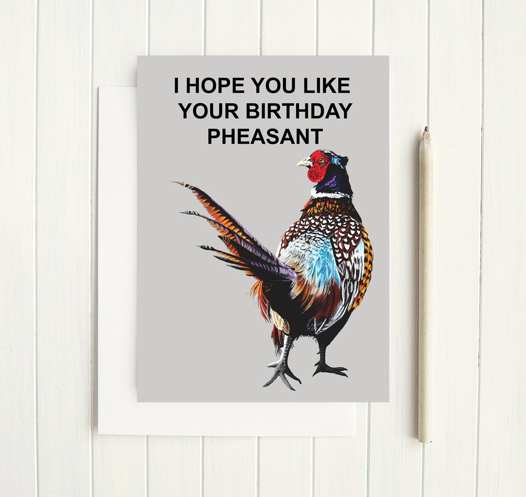 Pheasant funny birthday card Fun Pheasants greeting Card - Etsy 日本