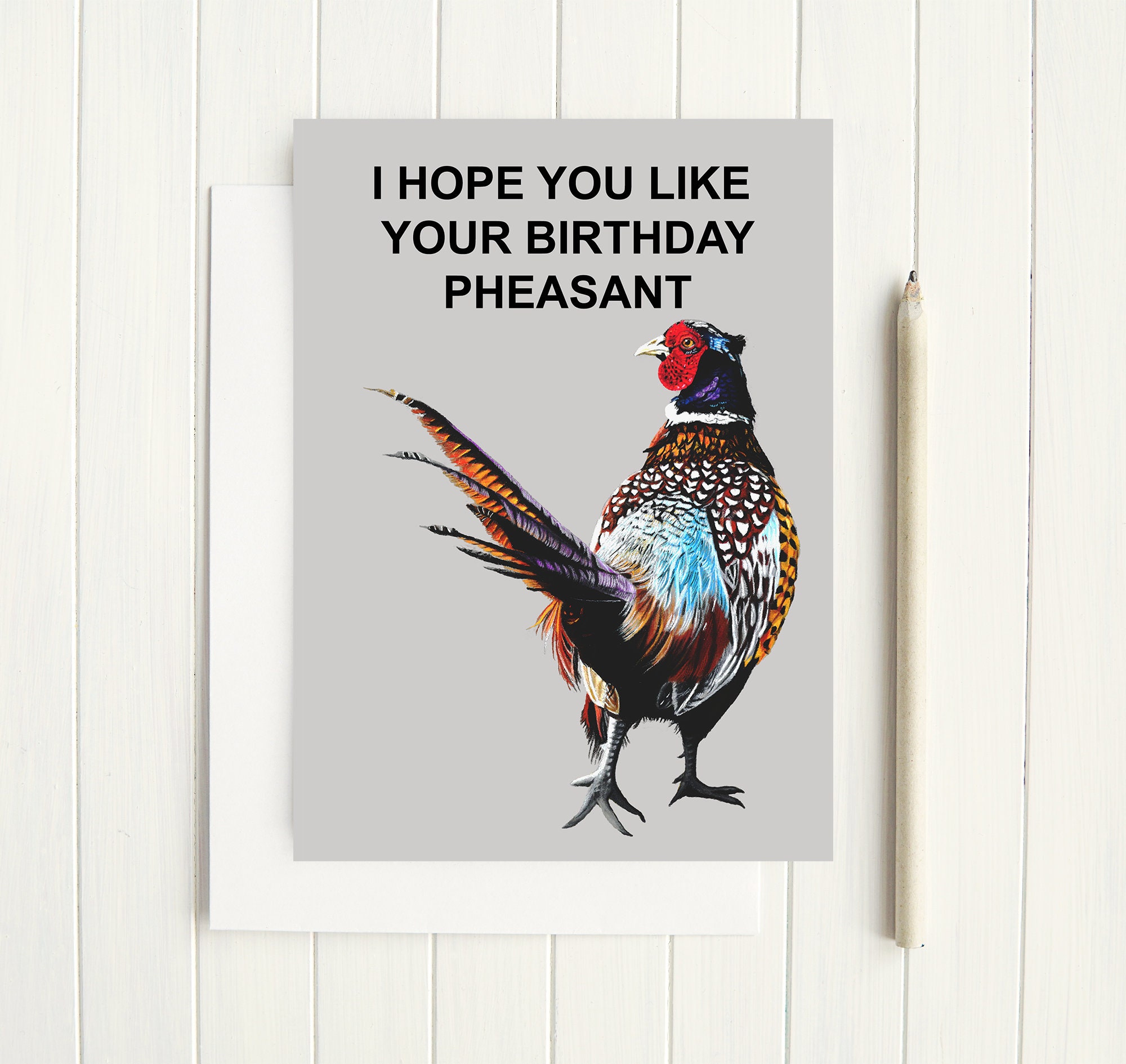 Pheasant funny birthday card Fun Pheasants greeting Card - Etsy 日本
