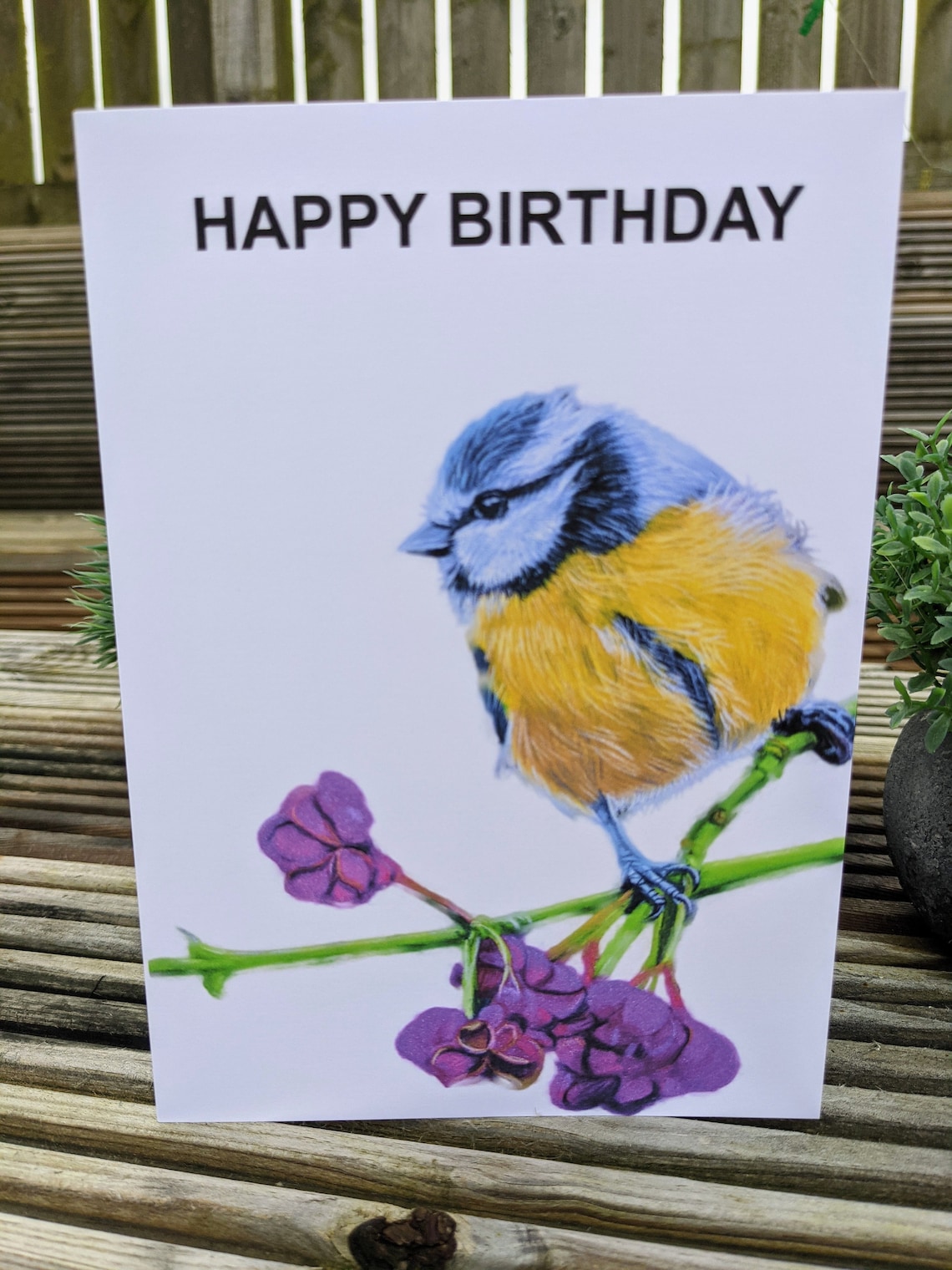 Happy birthday bird card happy birthday garden bird card | Etsy
