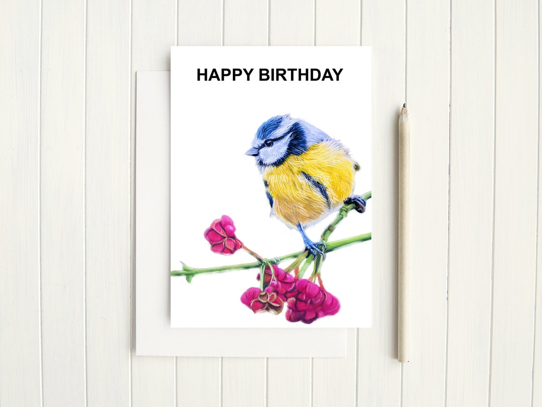 Happy Birthday Bird Card Happy Birthday Garden Bird Card Bird Birthday ...