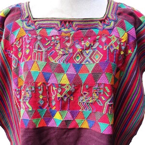 Vintage Guatemalan Unique Red Handmade Weaved Cotton -NEBAJ Huipil ...