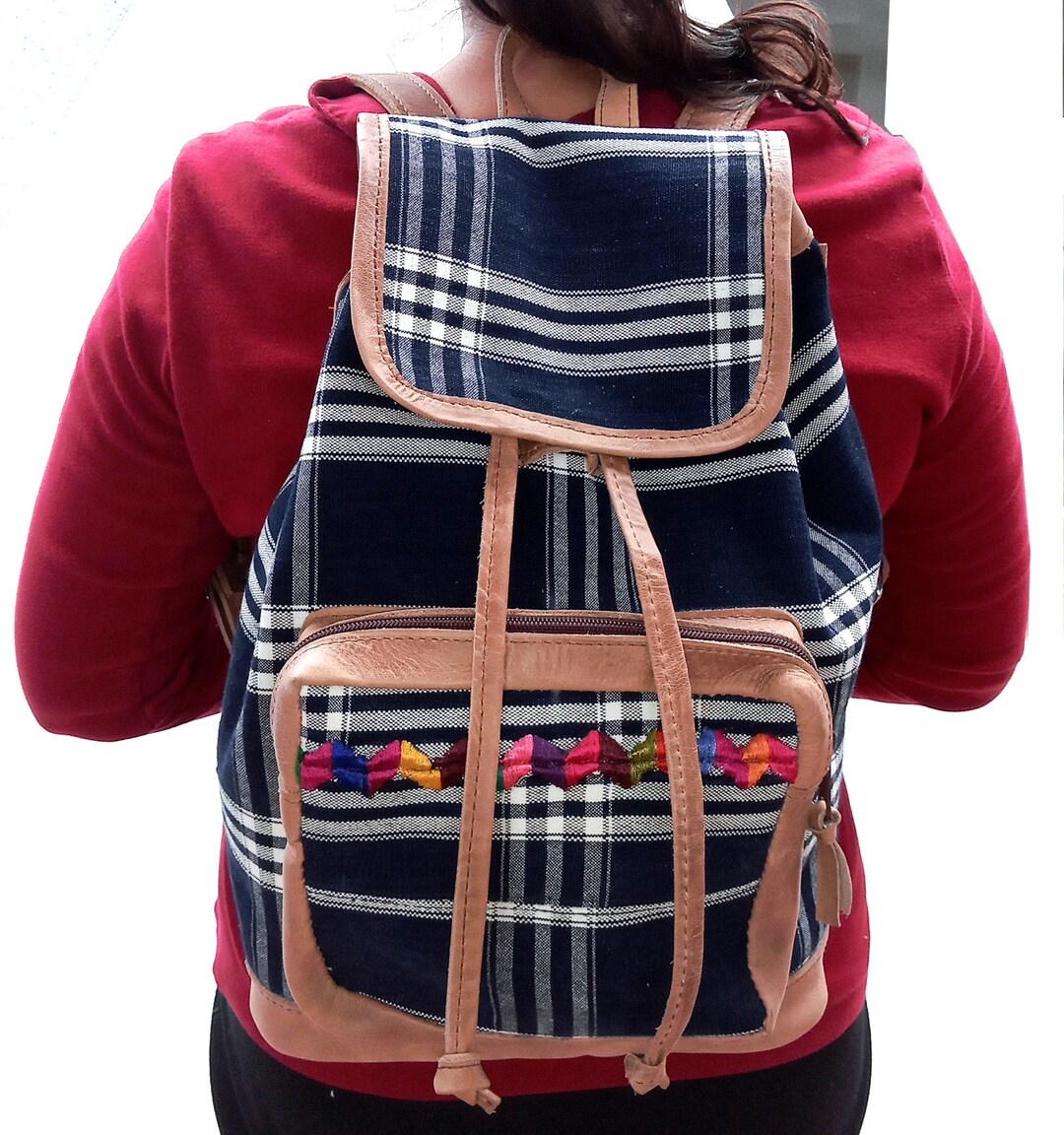 Guatemalan Genuine Leather Indigo Backpack - Etsy