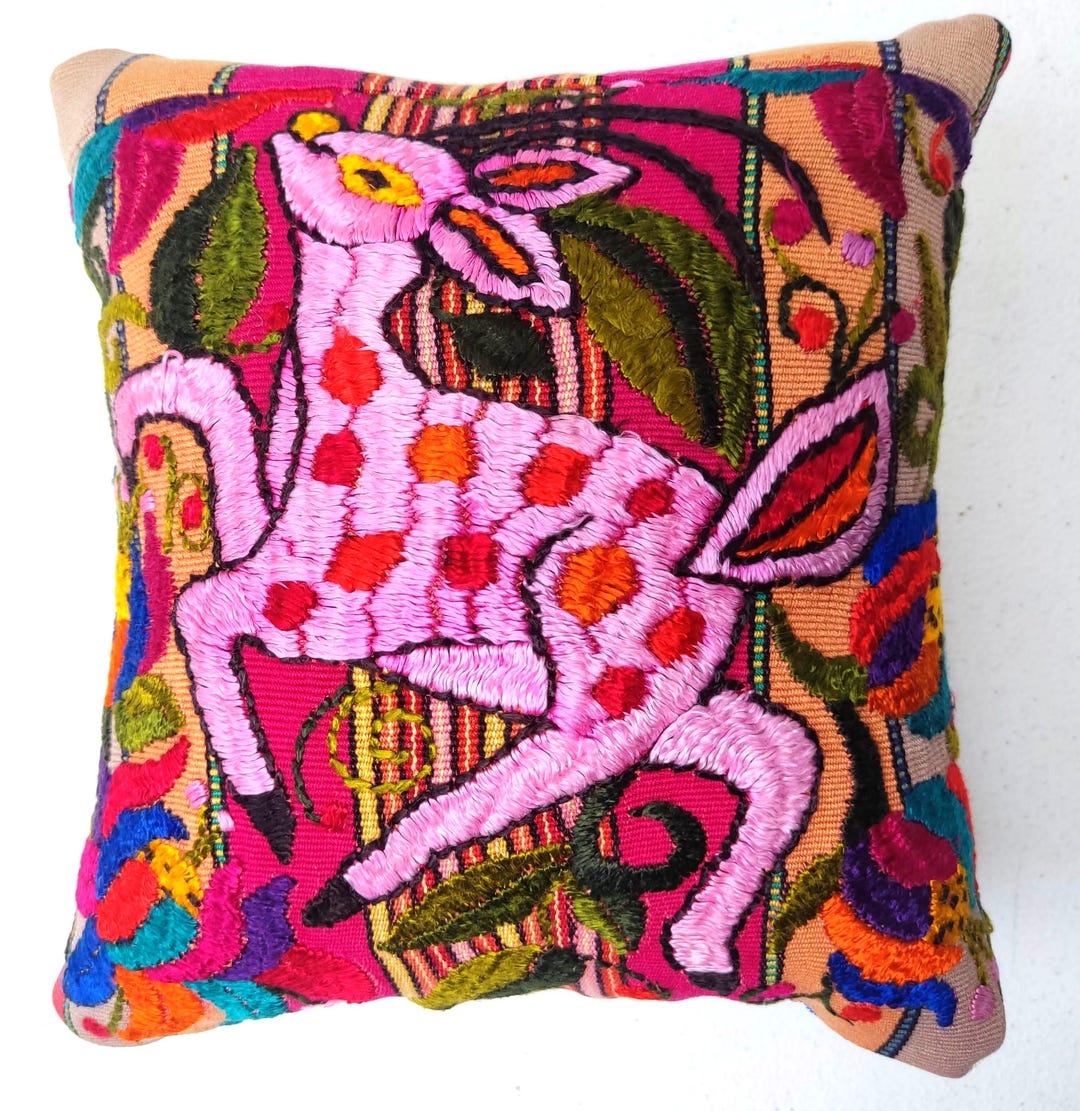 MINI Guatemala Hand Embroidery -deer Pattern- Pillow Cushion 8x8 - Etsy