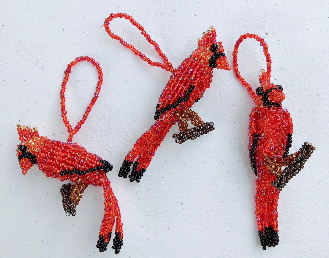 BEADED CARDINAL Hanging ORNAMENT Gift for Bird Lovers - Czech Glass ...
