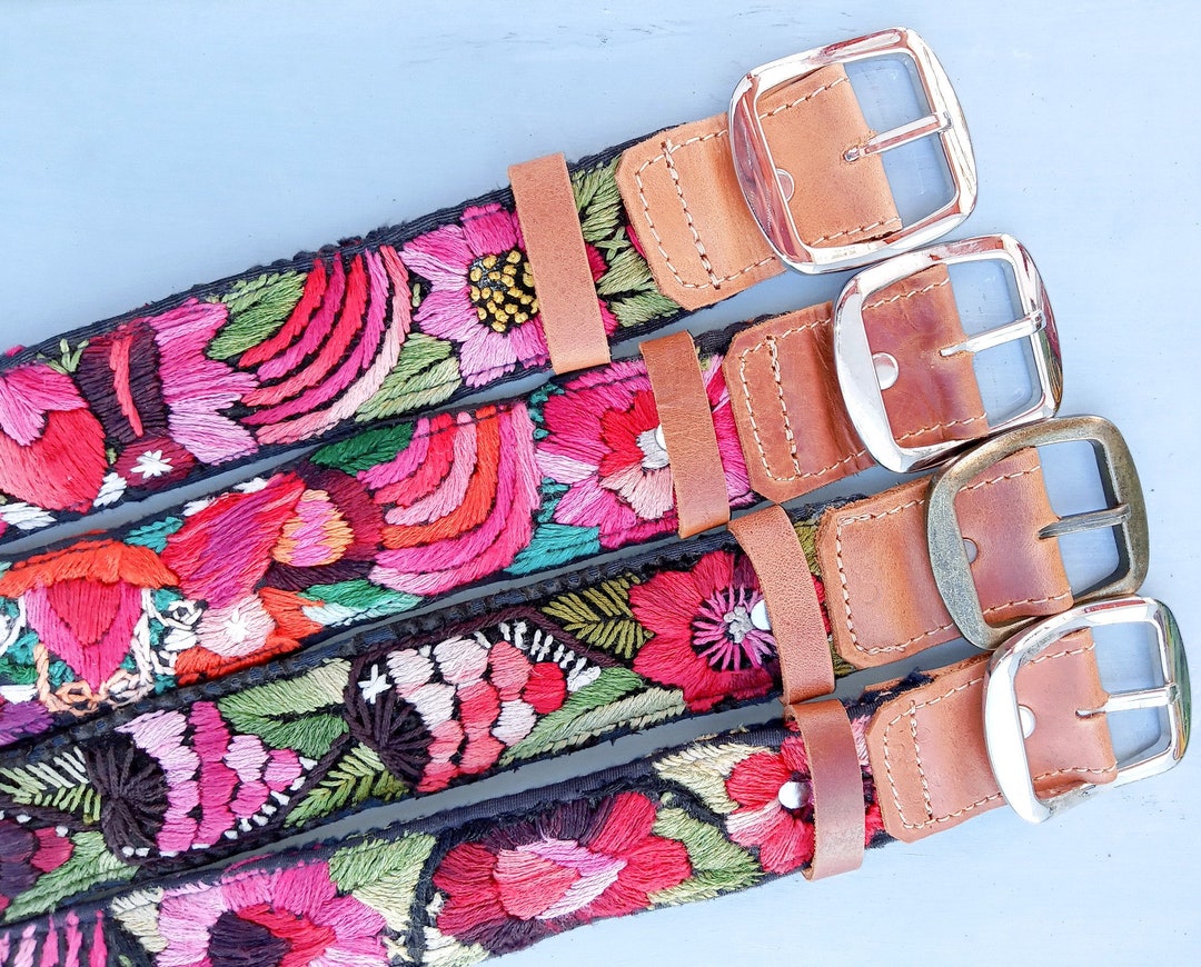 Lot of Authentic Guatemalan Handmade Cotton Leather Women Belt - Etsy
