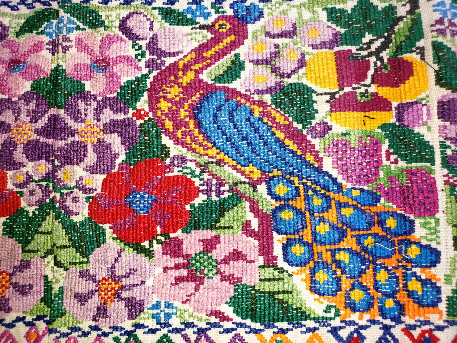Vintage White Unique Handmade Weaved Peacocks Birds and - Etsy
