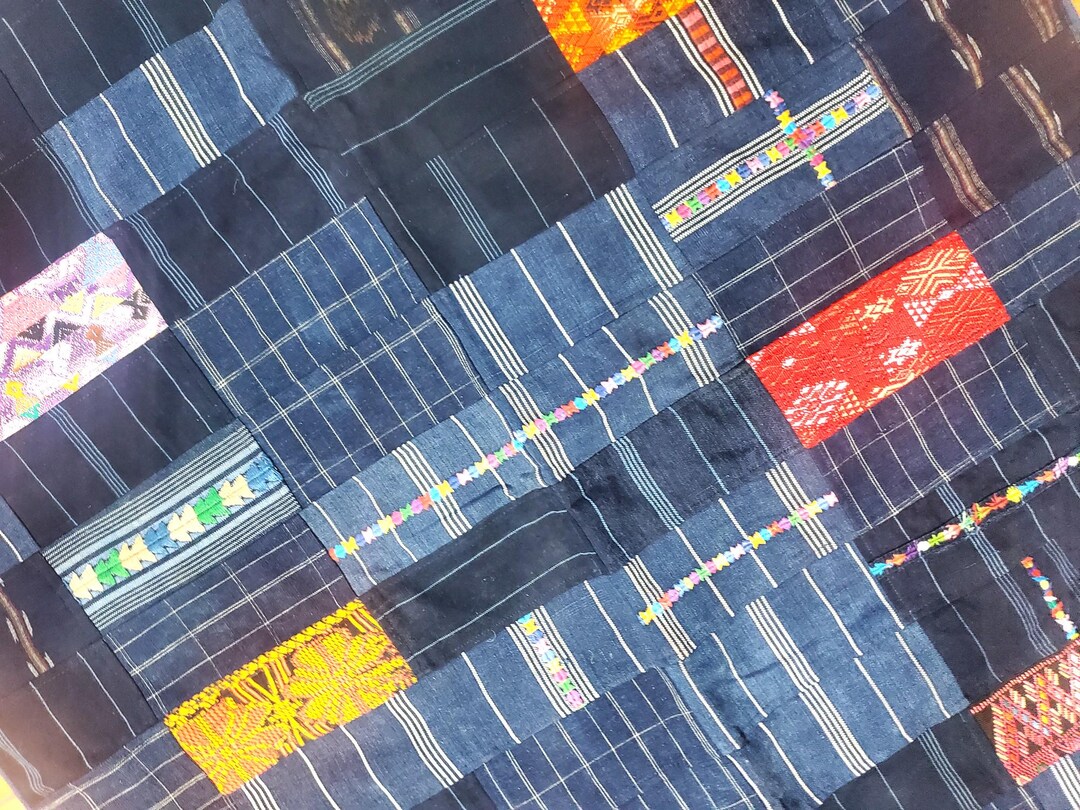 Guatemalan Indigo PATCHWORK QUILT Huipil Throw -wall Hanging Decor- - Etsy