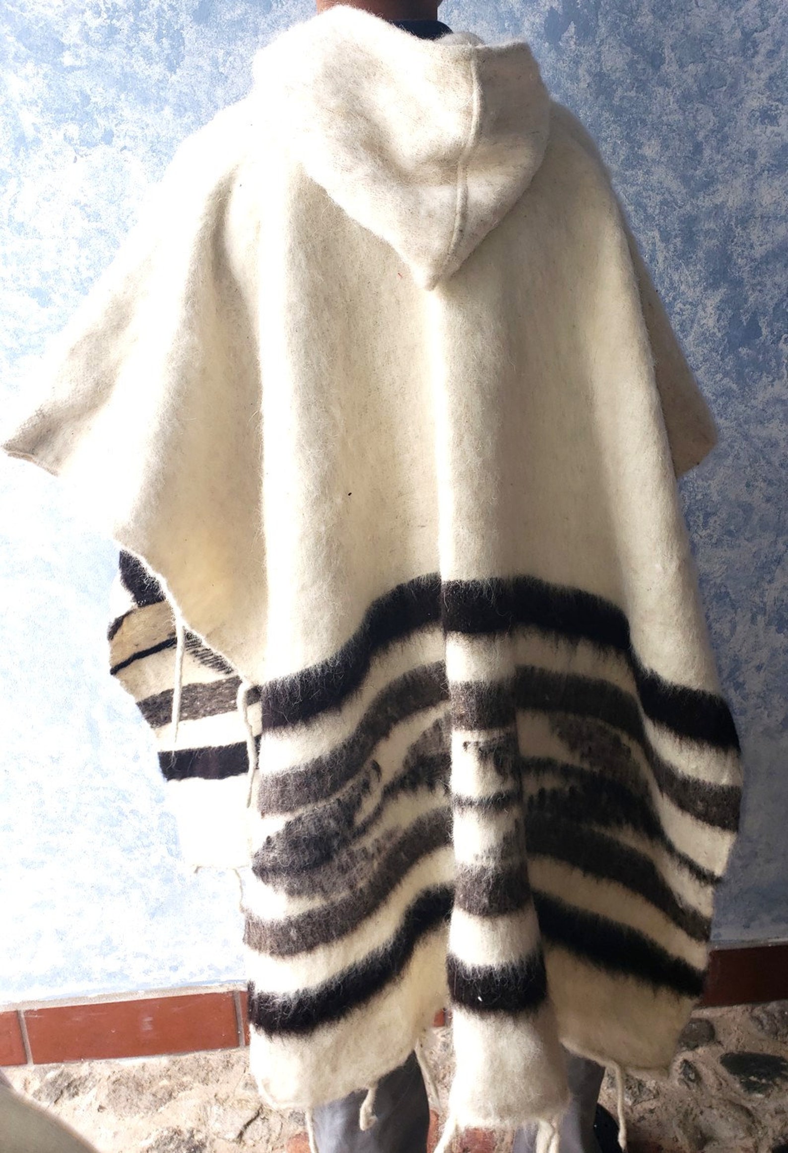 Guatemalan Wool Poncho Hand Woven Sarape With Hood Heavy - Etsy