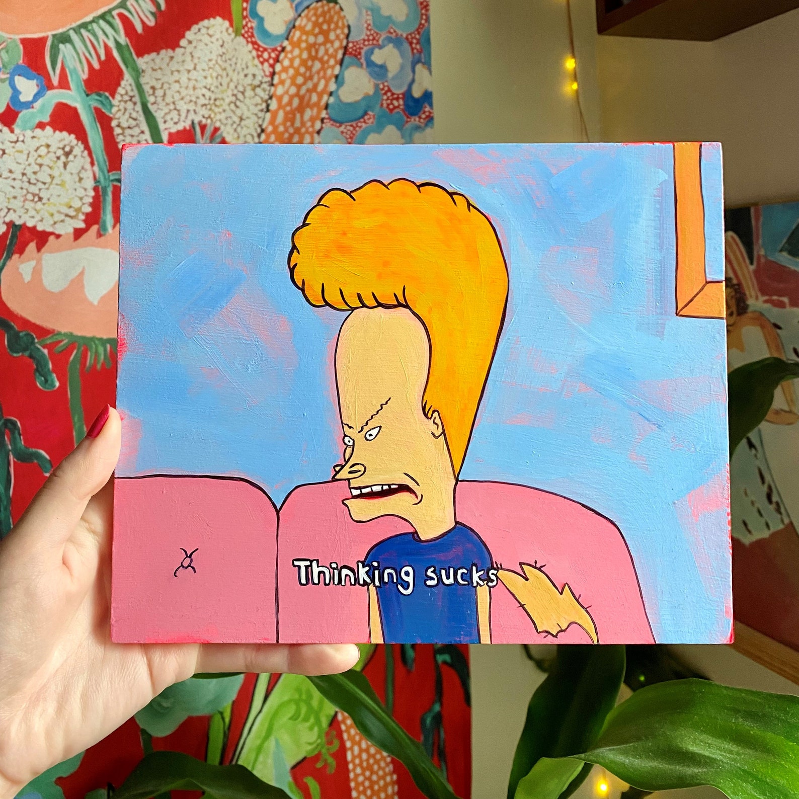 Thinking Sucks | Beavis & Butthead Painting | Mike Judge Inspired ...