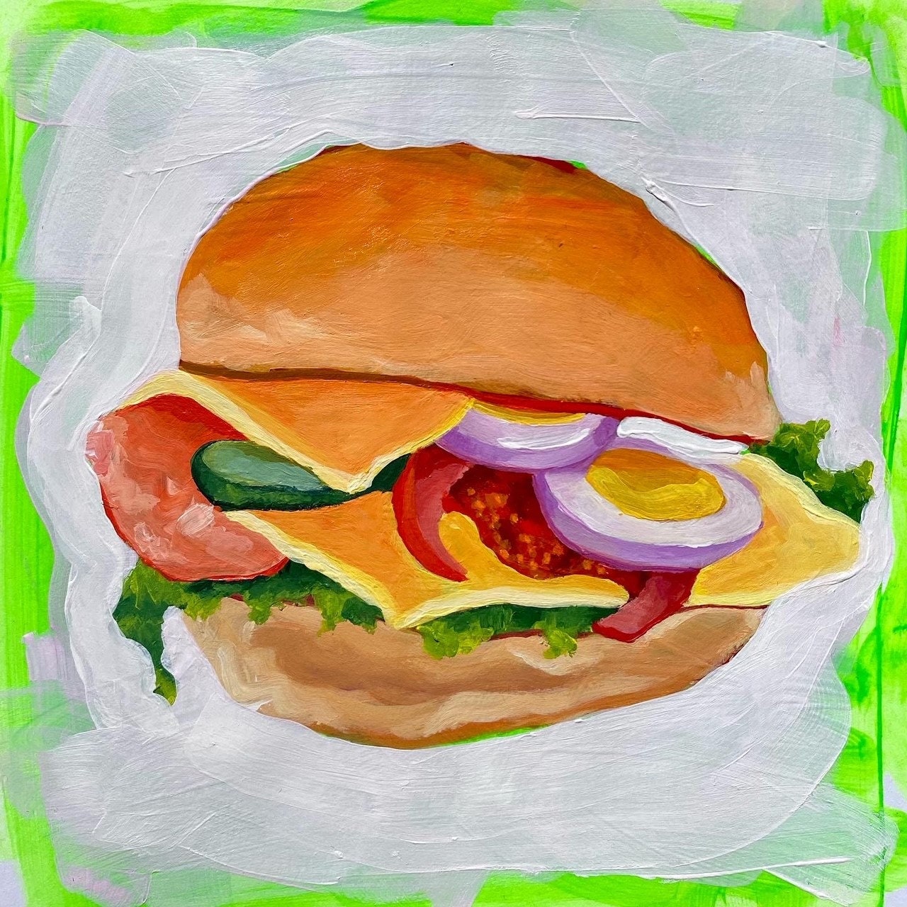 Sandwich Study Food Art Sandwich Painting Original Wall Art Foodie Wall ...