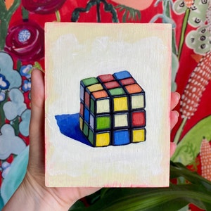 CUBE Original Art Rubik's Cube Painting Rubik's Cube Wall Art Game Room ...
