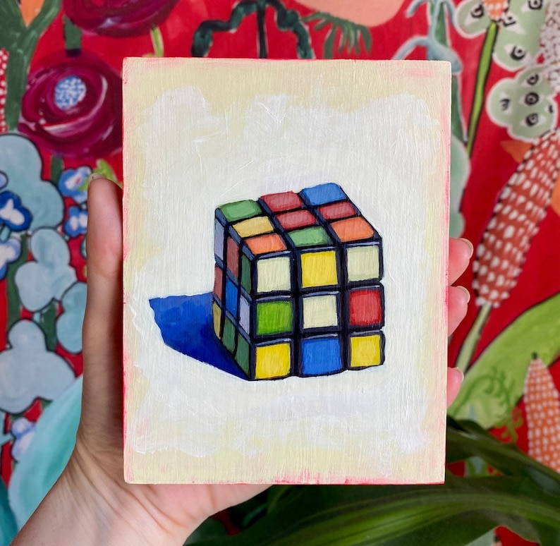 CUBE Original Art Rubik's Cube Painting Rubik's Cube Wall Art Game Room ...