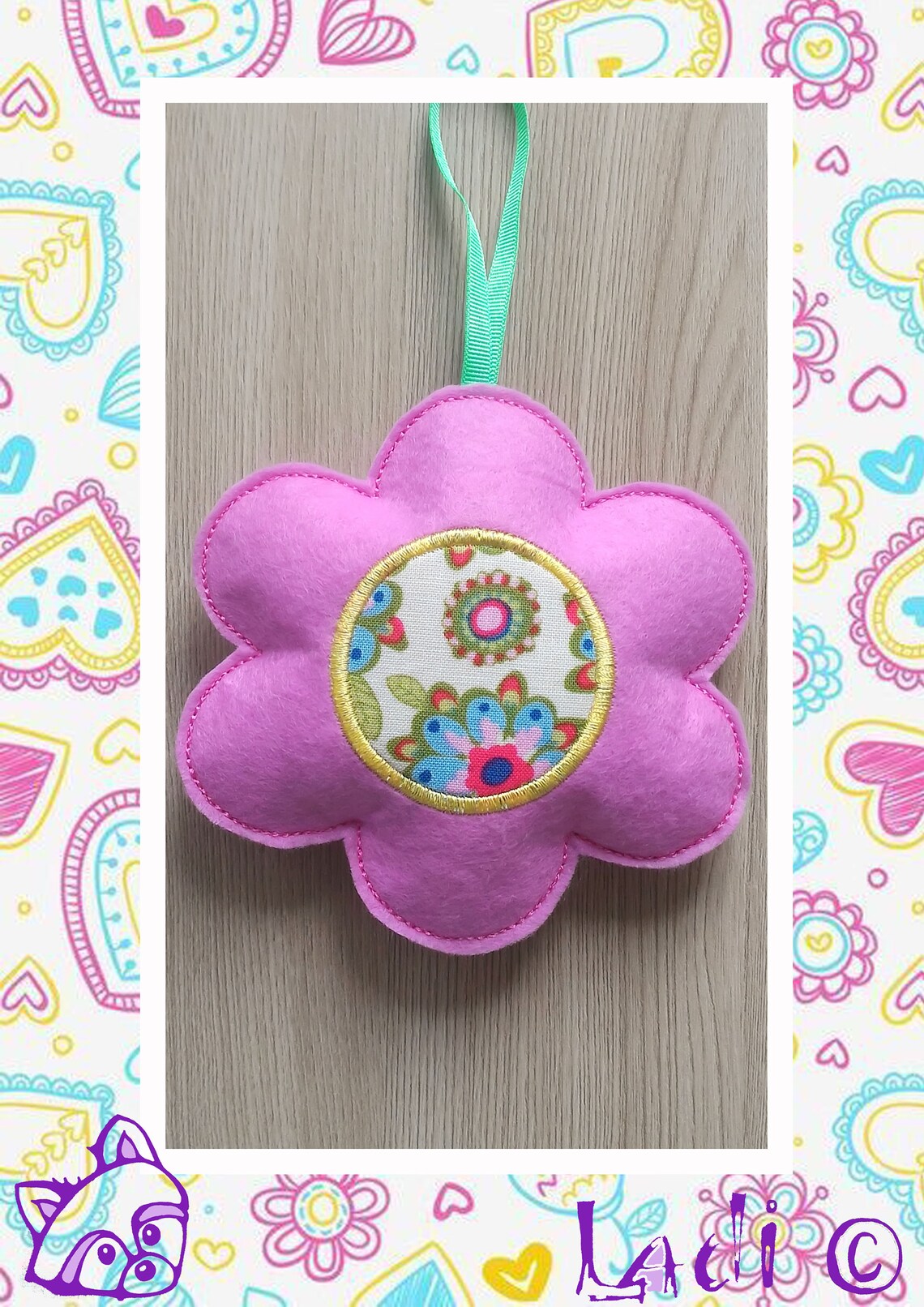 Machine Embroidery Application "pink Flower". A Toy of Felt. Diy Toy ...