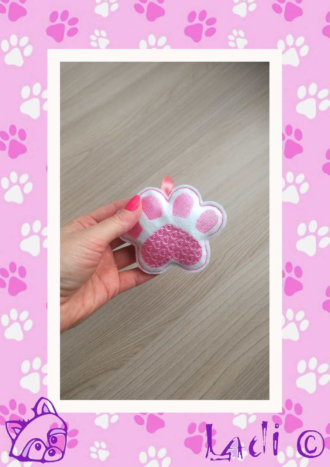 Machine Embroidery "pink Paw". A Toy of Felt.diy Toy. Soft Toy ...