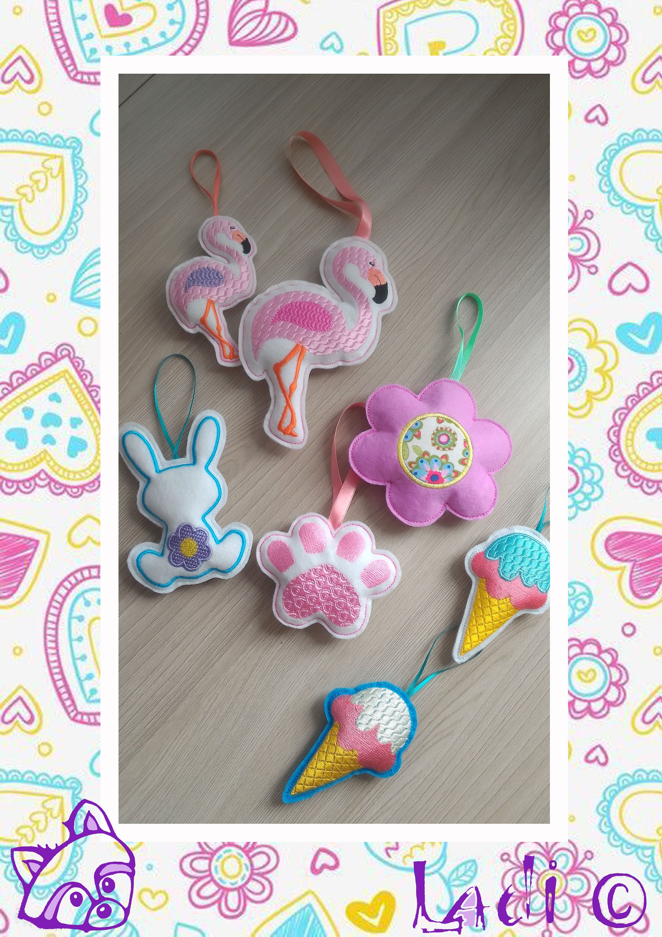 Machine Embroidery Application "pink Flower". A Toy of Felt. Diy Toy ...