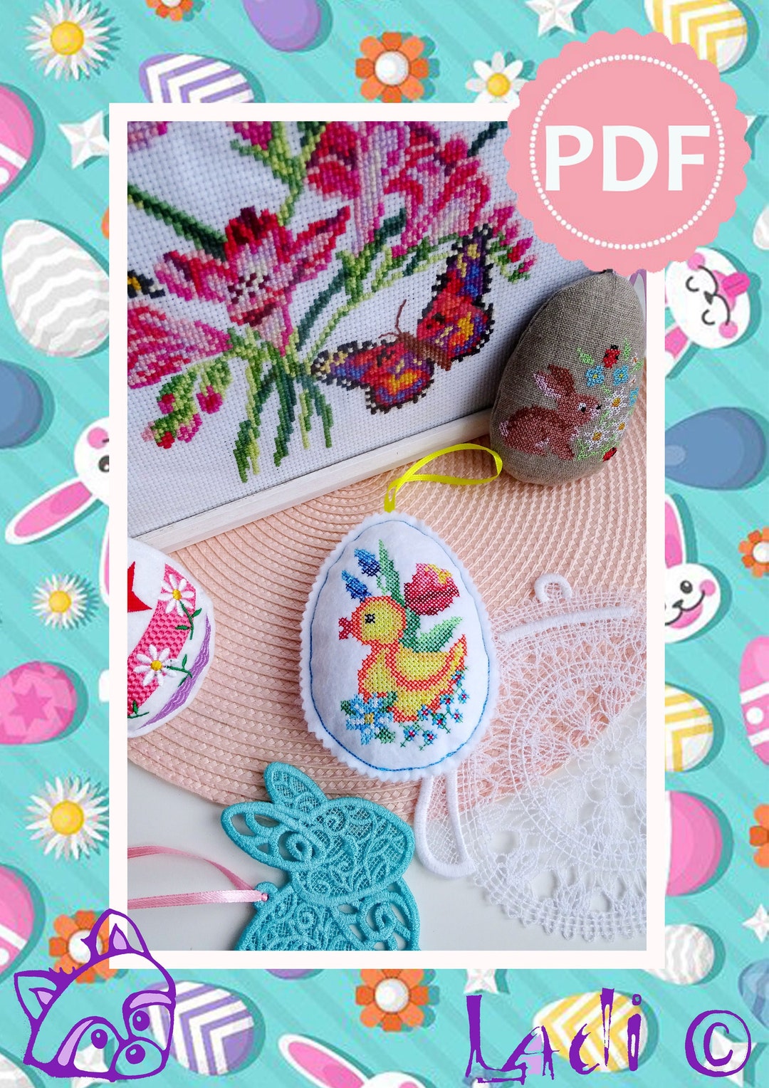 Machine Embroidery Design Easter Egg. A Toy of Felt. Nursery Decor DIY. Cross Stitch Chick ...