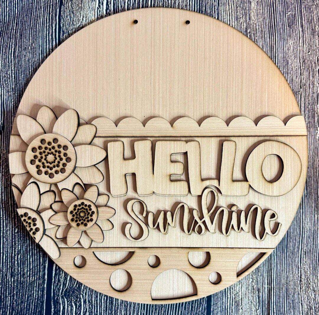 Sunflower Hello Sunshine Door Hanger Blank | Wood Door Decor | Fall ...