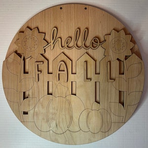 Hello Fall Sunflower Door Hanger Blank Fall Sign Unfinished DIY Craft ...