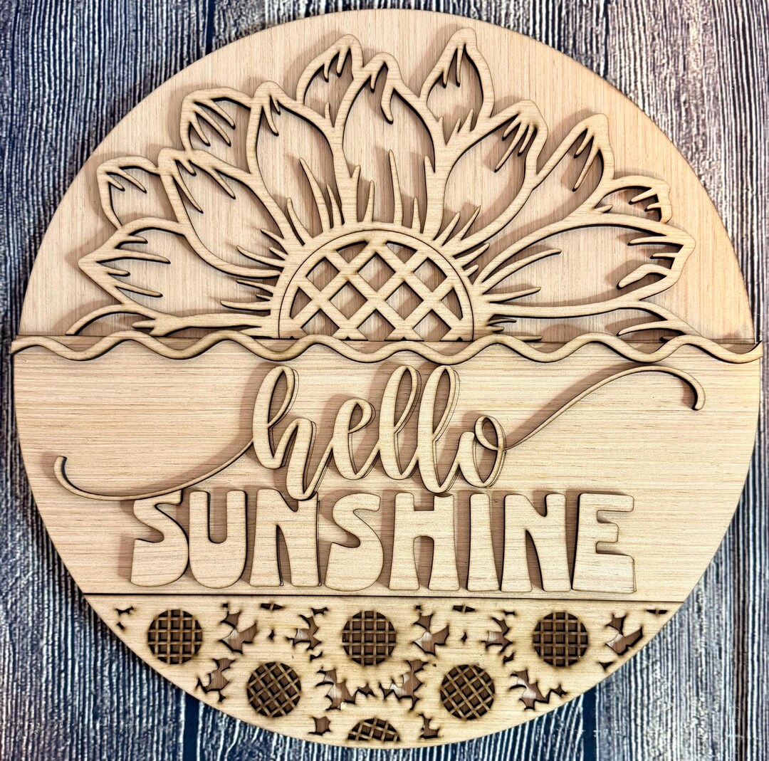 Hello Sunshine Fall Sunflower Door Hanger Blank | Wood Door Decor ...