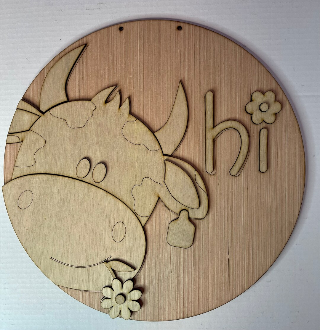 Cow Hi Wood Door Hanger Unfinished Blank - Etsy
