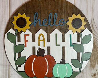 Hello Fall Sunflower Door Hanger Blank Fall Sign - Etsy