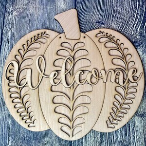 Welcome Pumpkin Fall Door Hanger | Wood Door Hanger Blank | Fall Sign ...