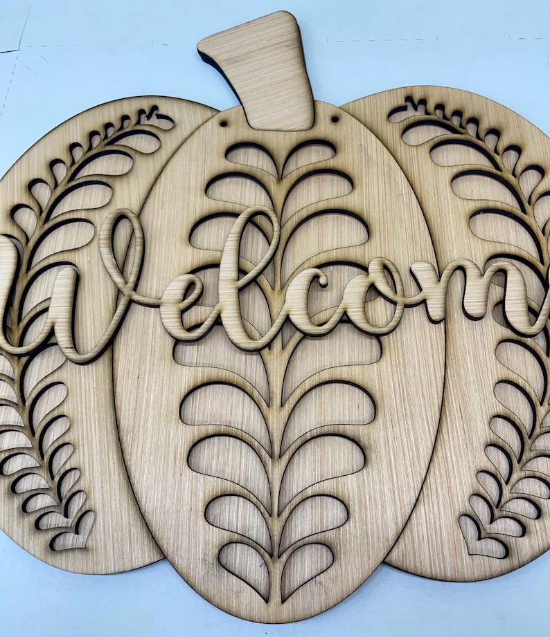 Welcome Pumpkin Fall Door Hanger | Wood Door Hanger Blank | Fall Sign ...