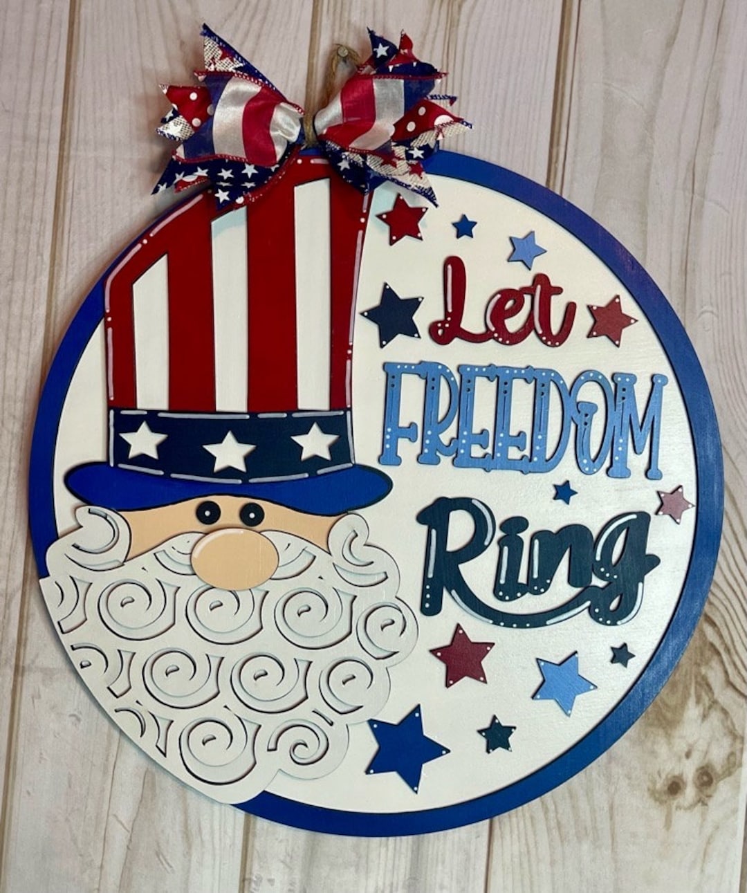Let Freedom Ring Patriotic Wood Front Door Hanger | Front Door Decor ...