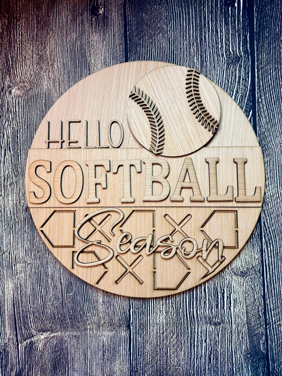 Hello Softball Baseball Season Wood Door Hanger Blank | Sports Wood ...