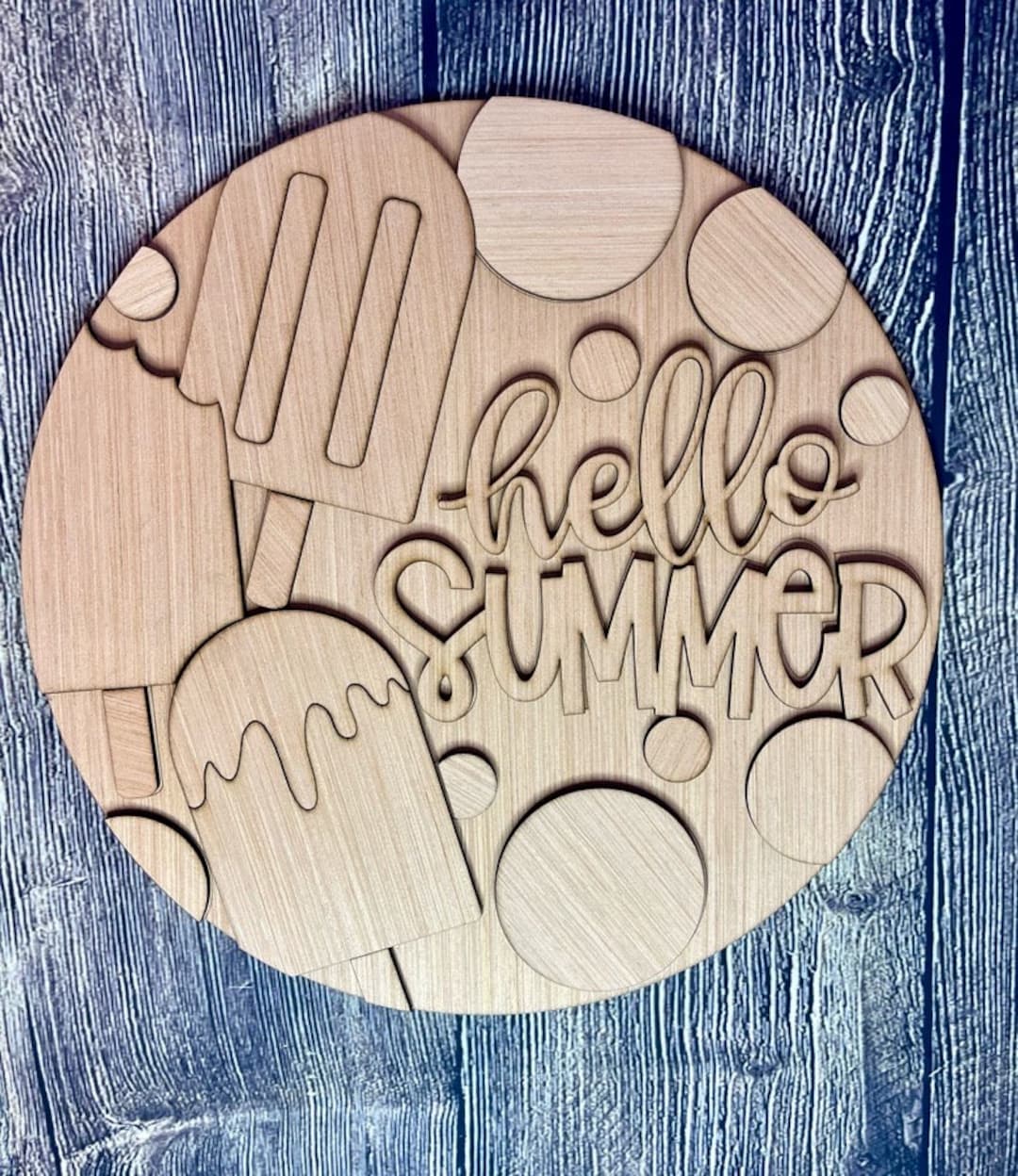 Hello Summer Popsicle and Dots Door Hanger Blank | Summer Door Hanger ...