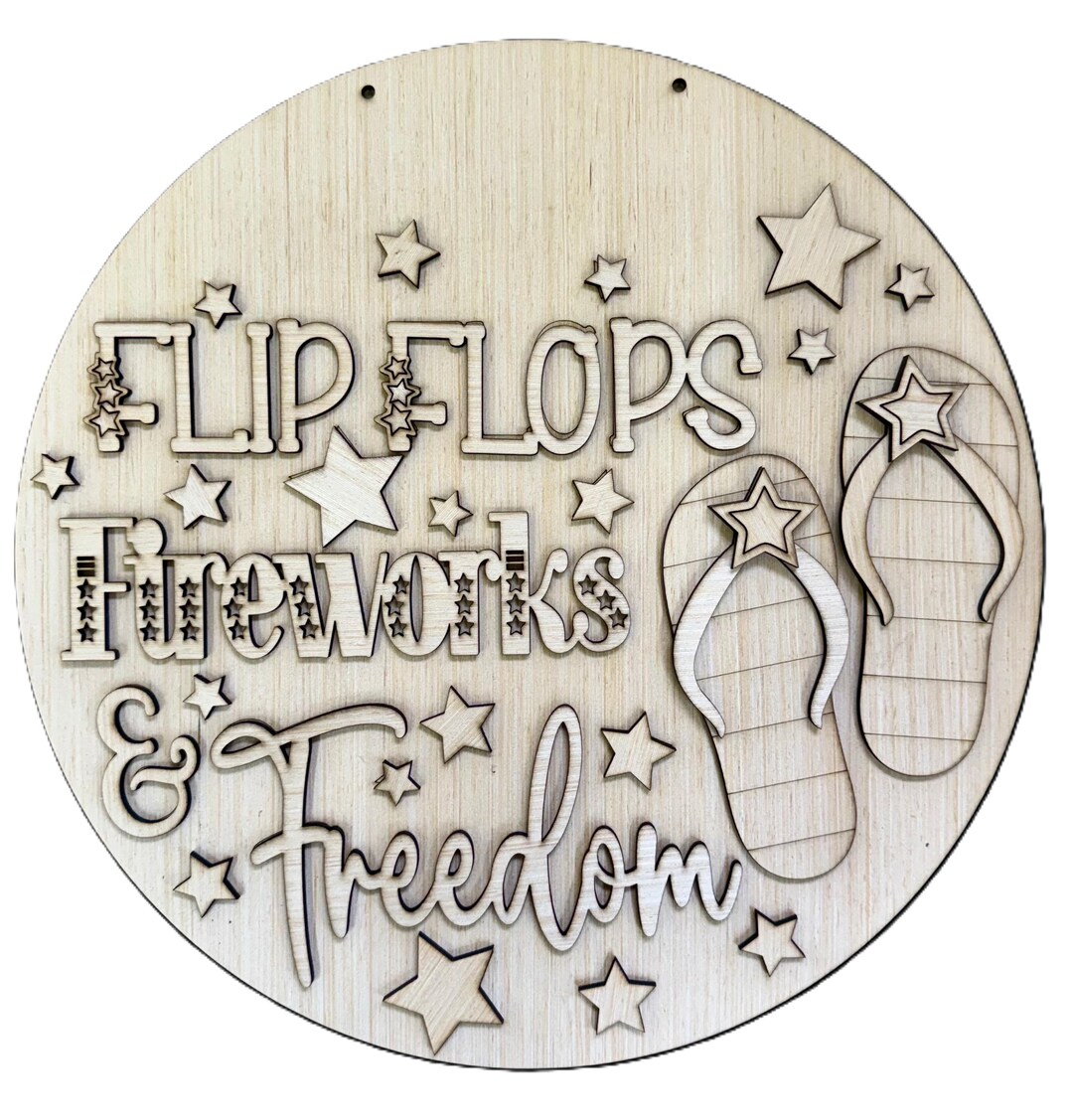 Fireworks Flip Flops Freedom Patriotic Door Hanger | Fourth of July ...