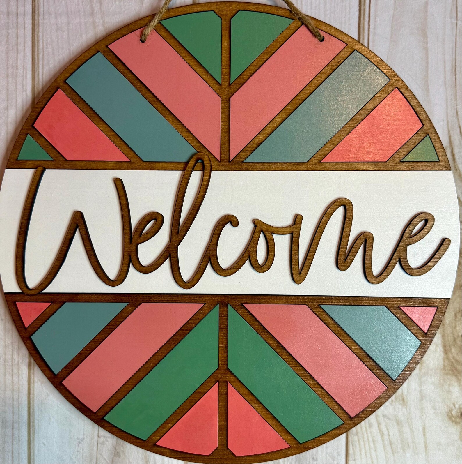Boho Welcome Quilt Block Pattern Wood Door Hanger | Front Door Decor ...