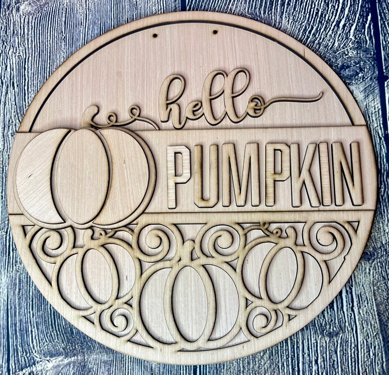 Hello Pumpkin Door Hanger | Wood Door Hanger Blank | Fall Sign ...
