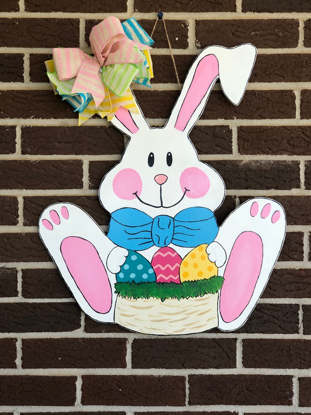 Easter Door Hanger Easter Bunny Door Hanger Wood Door Hanger Bunny Door ...