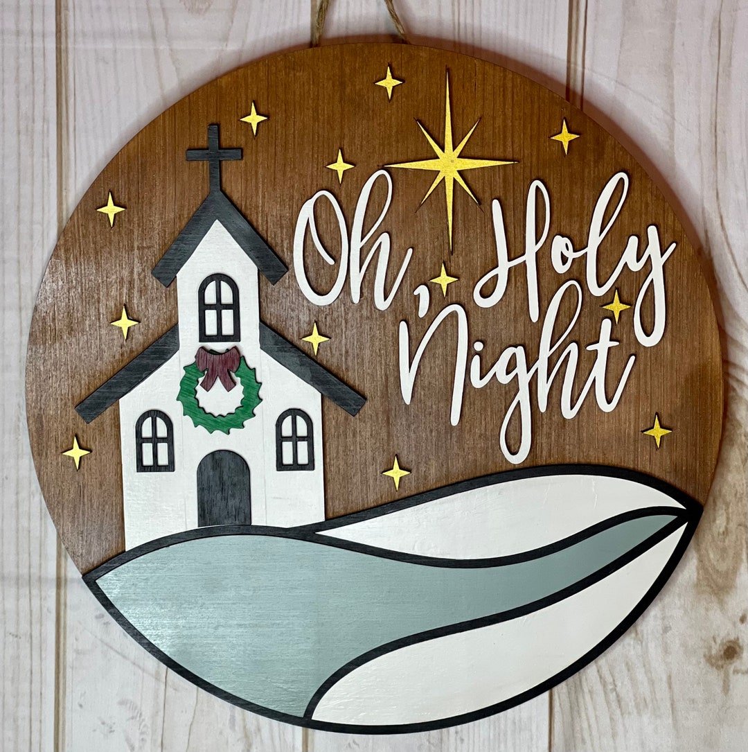 Oh Holy Night Christmas Wood Door Hanger - Etsy