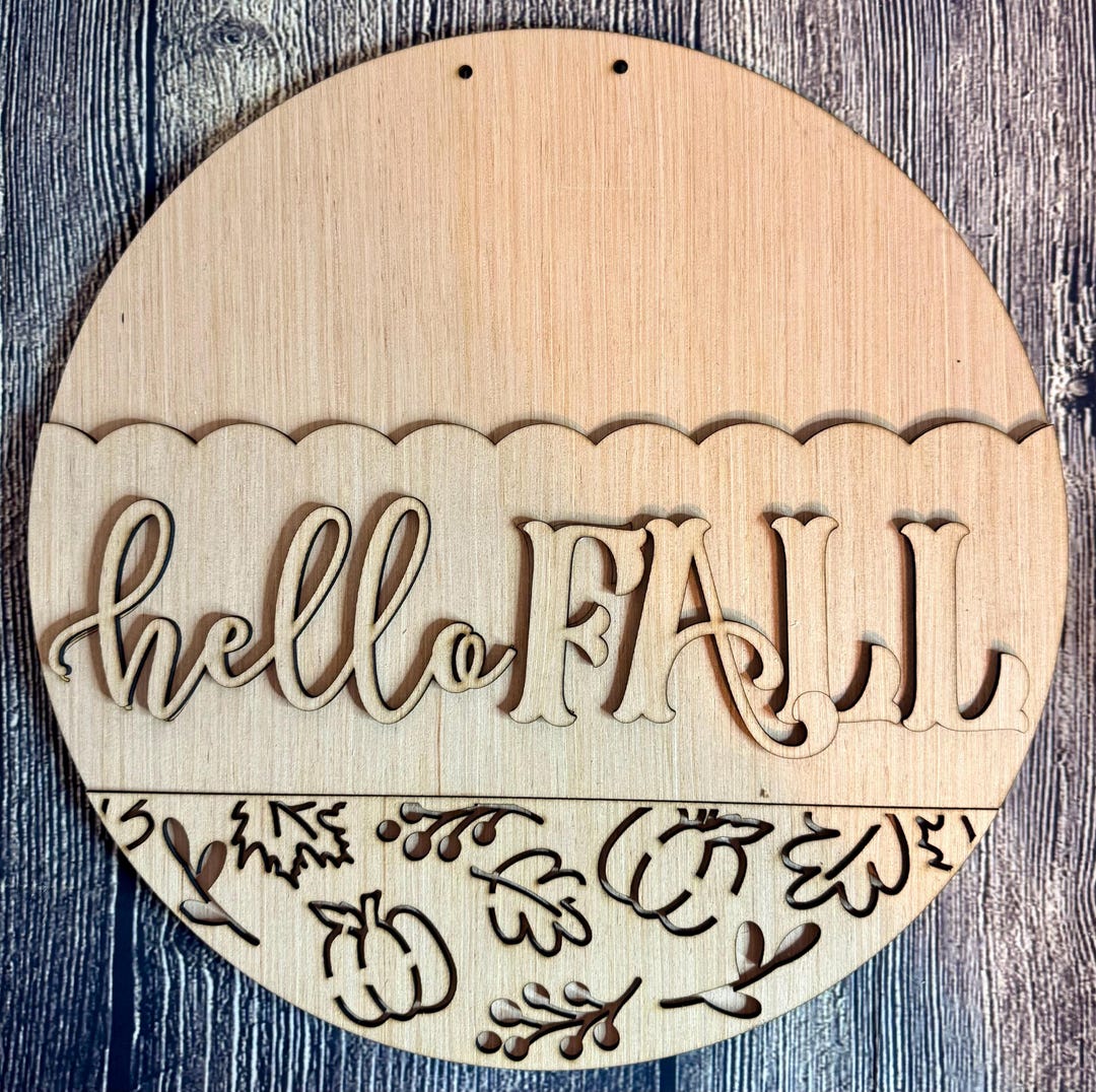 Hello Fall Round Wood Door Hanger Blank | Ready to Paint | Fall Pumpkin ...