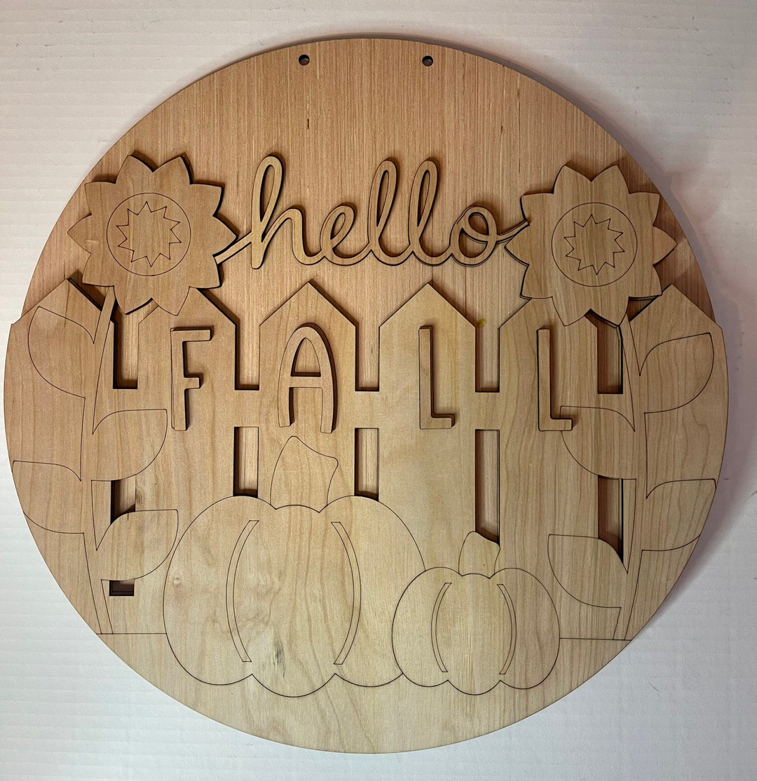 Hello Fall Sunflower Door Hanger Blank Fall Sign Unfinished DIY Craft ...