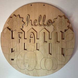 Hello Fall Sunflower Door Hanger Blank Fall Sign Unfinished DIY Craft ...