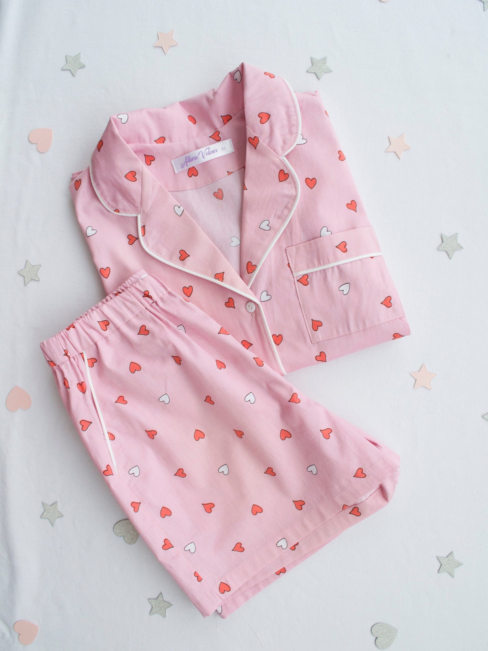 Cotton Pajama Set for Women Hearts Valentines Day PJS - Etsy