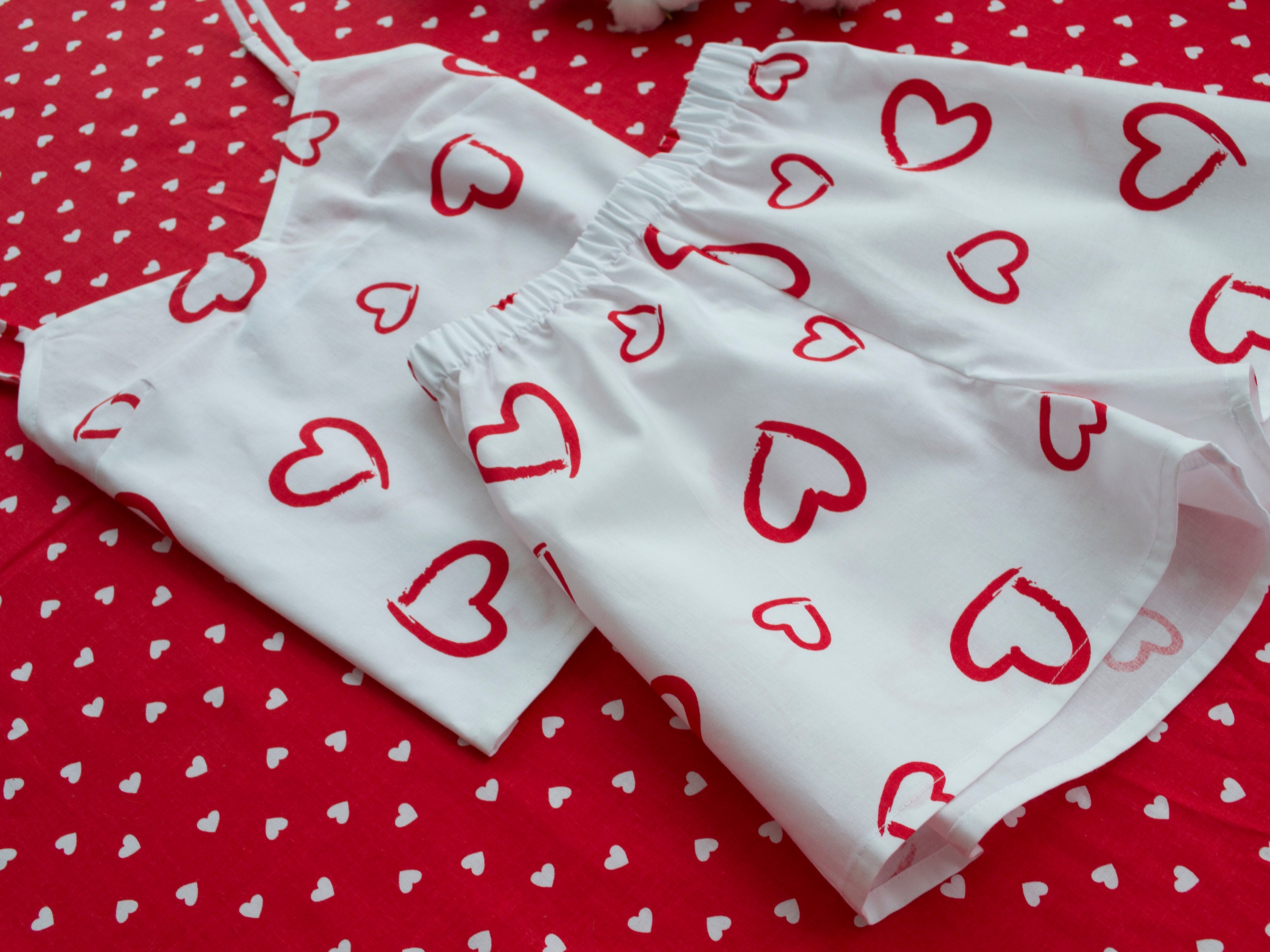 Womens Cotton Pajamas Hearts Valentines Day PJS Pyjama - Etsy