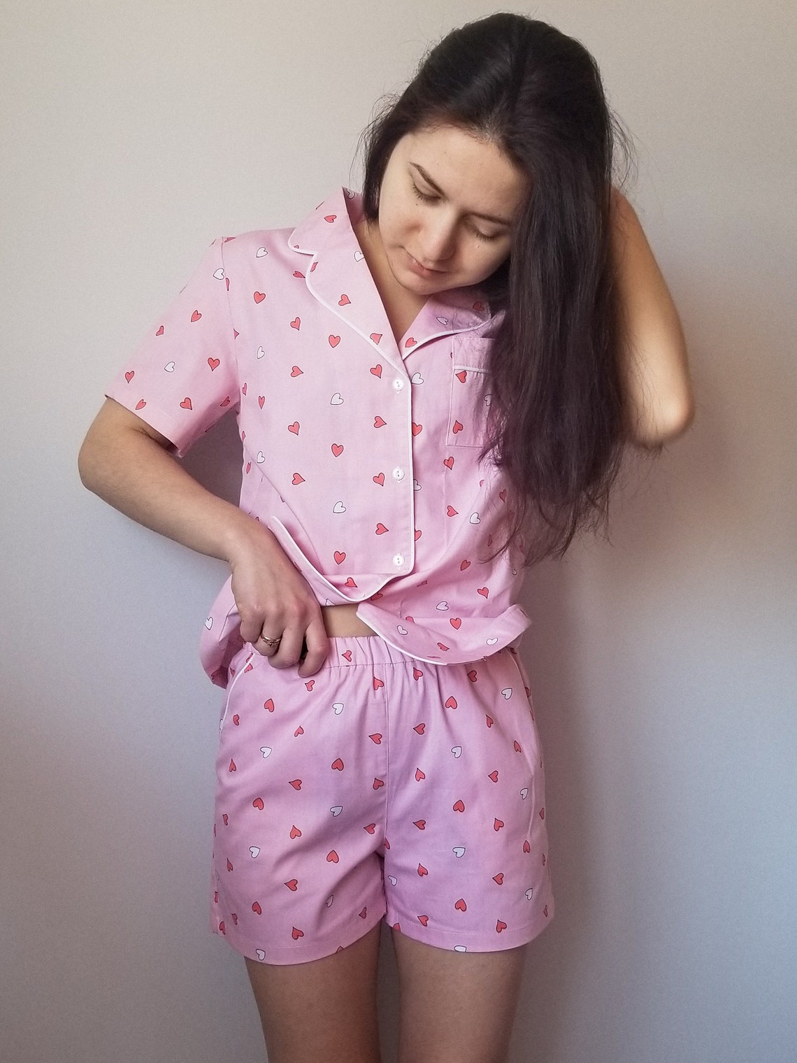 Cotton Pajama Set for Women Hearts Valentines Day PJS - Etsy