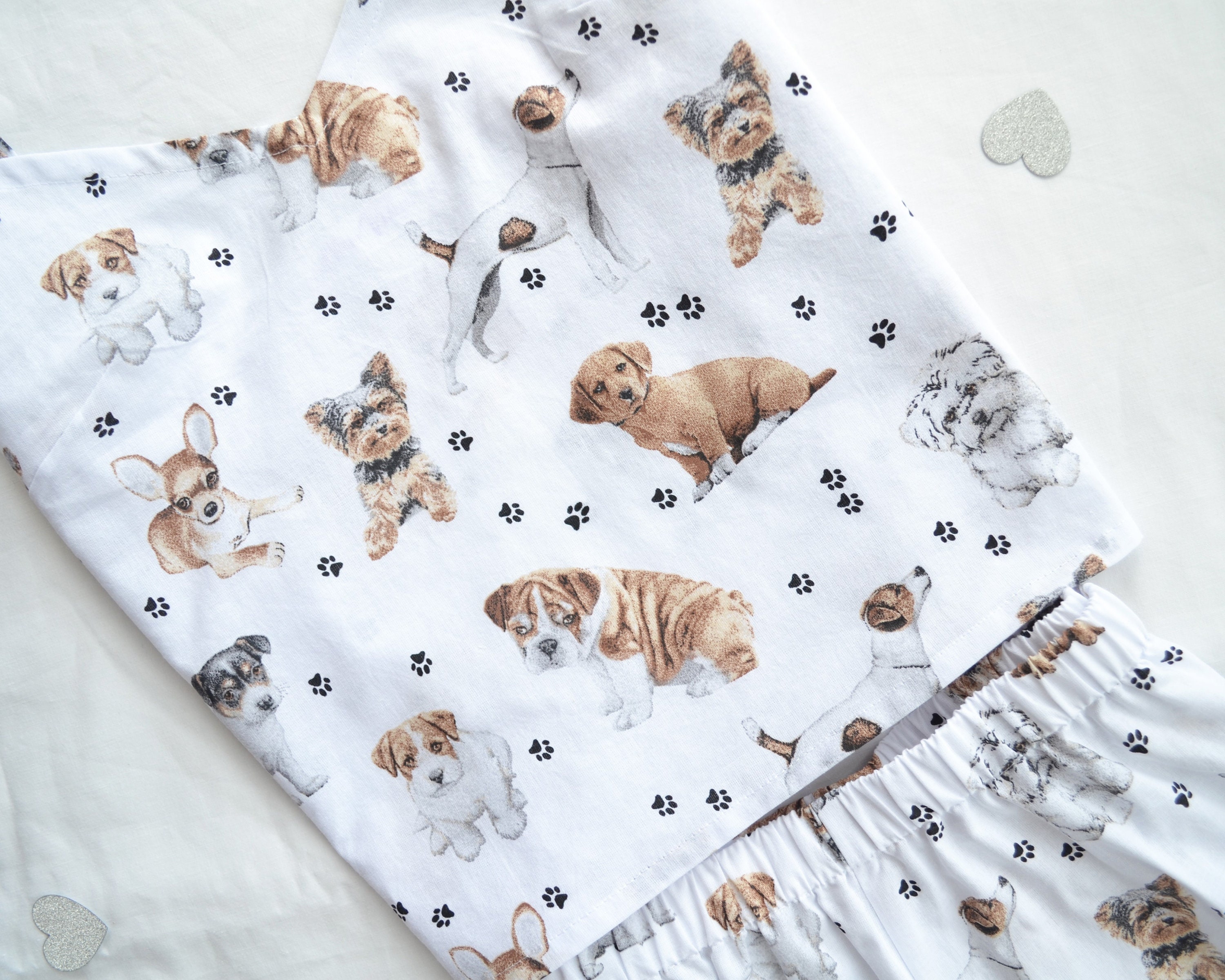 Cotton Pajama Set for Women With Dogs / Summer Pajama Set With Dog ...
