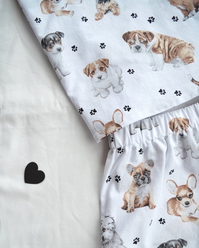 Cotton Pajama Set for Women With Dogs / Summer Pajama Set With Dog ...