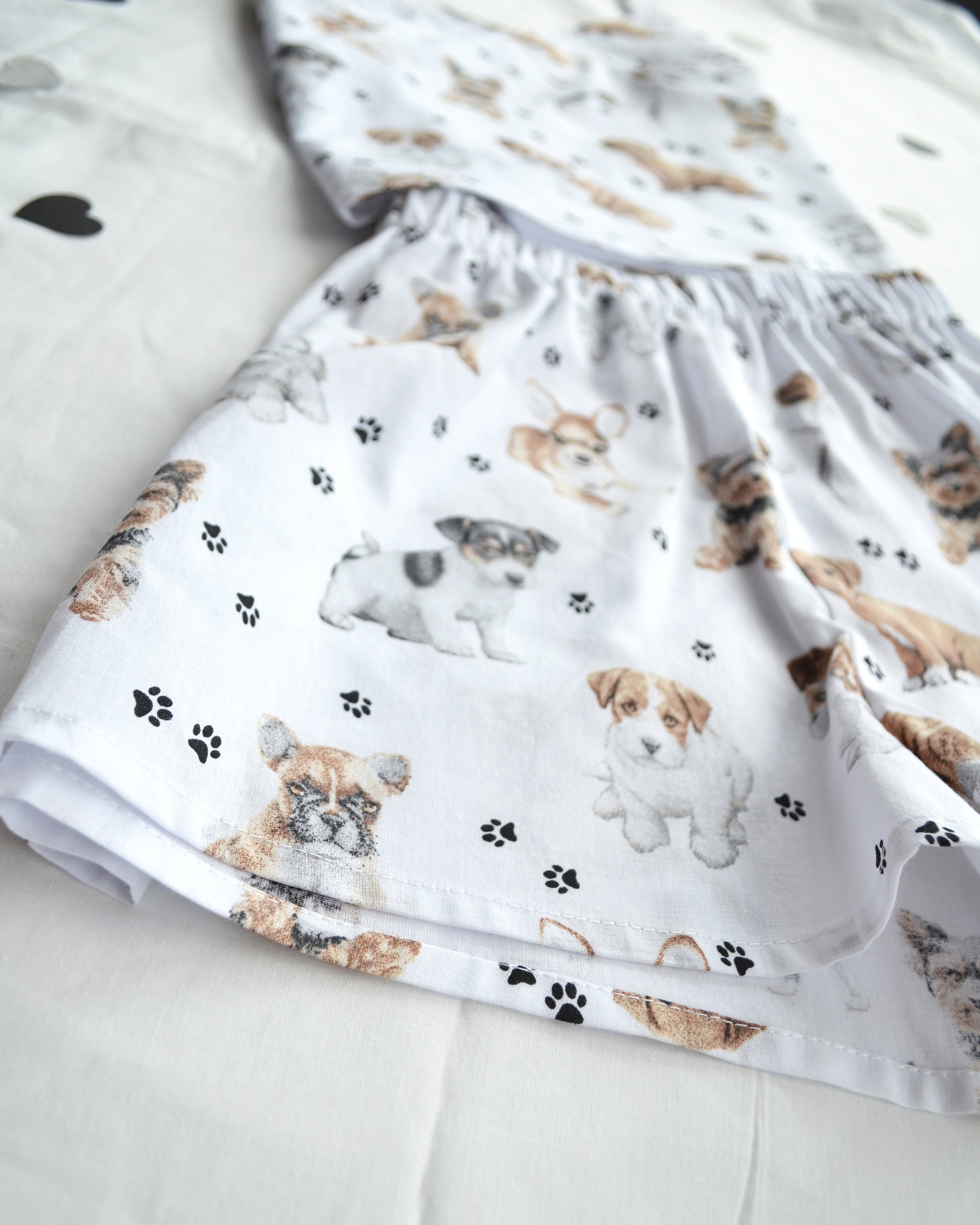 Cotton Pajama Set for Women With Dogs / Summer Pajama Set With Dog ...