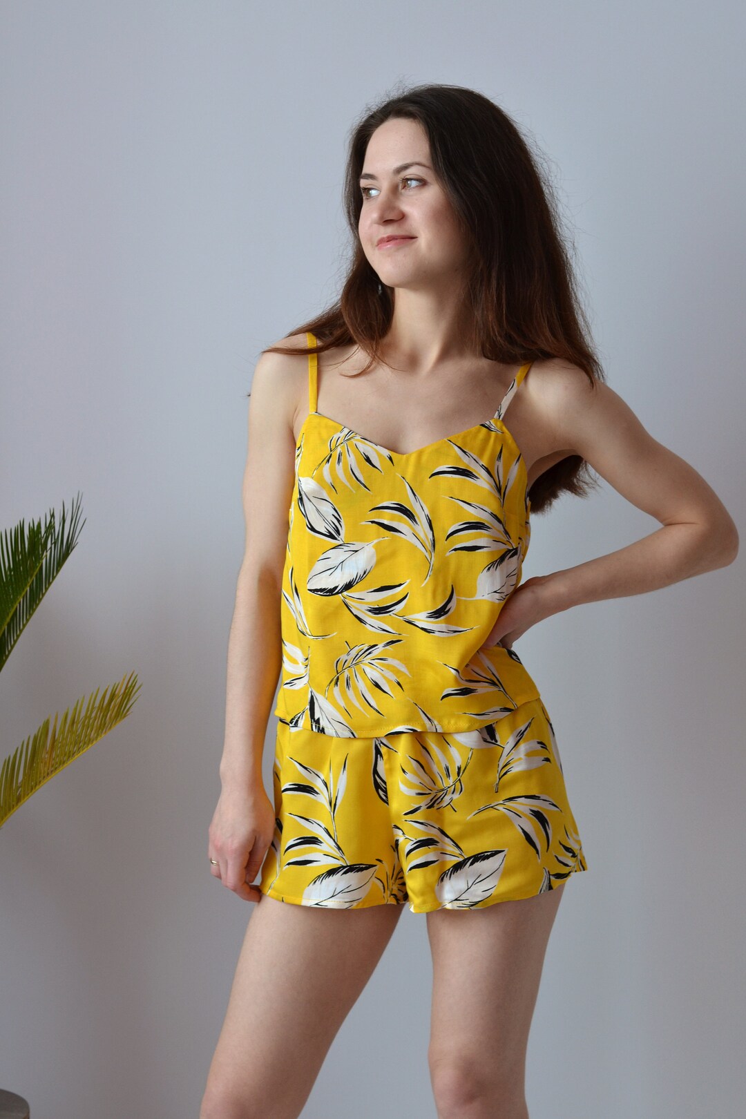 Womens Cotton Pajamas, Yellow Floral PJS for Summer - Etsy