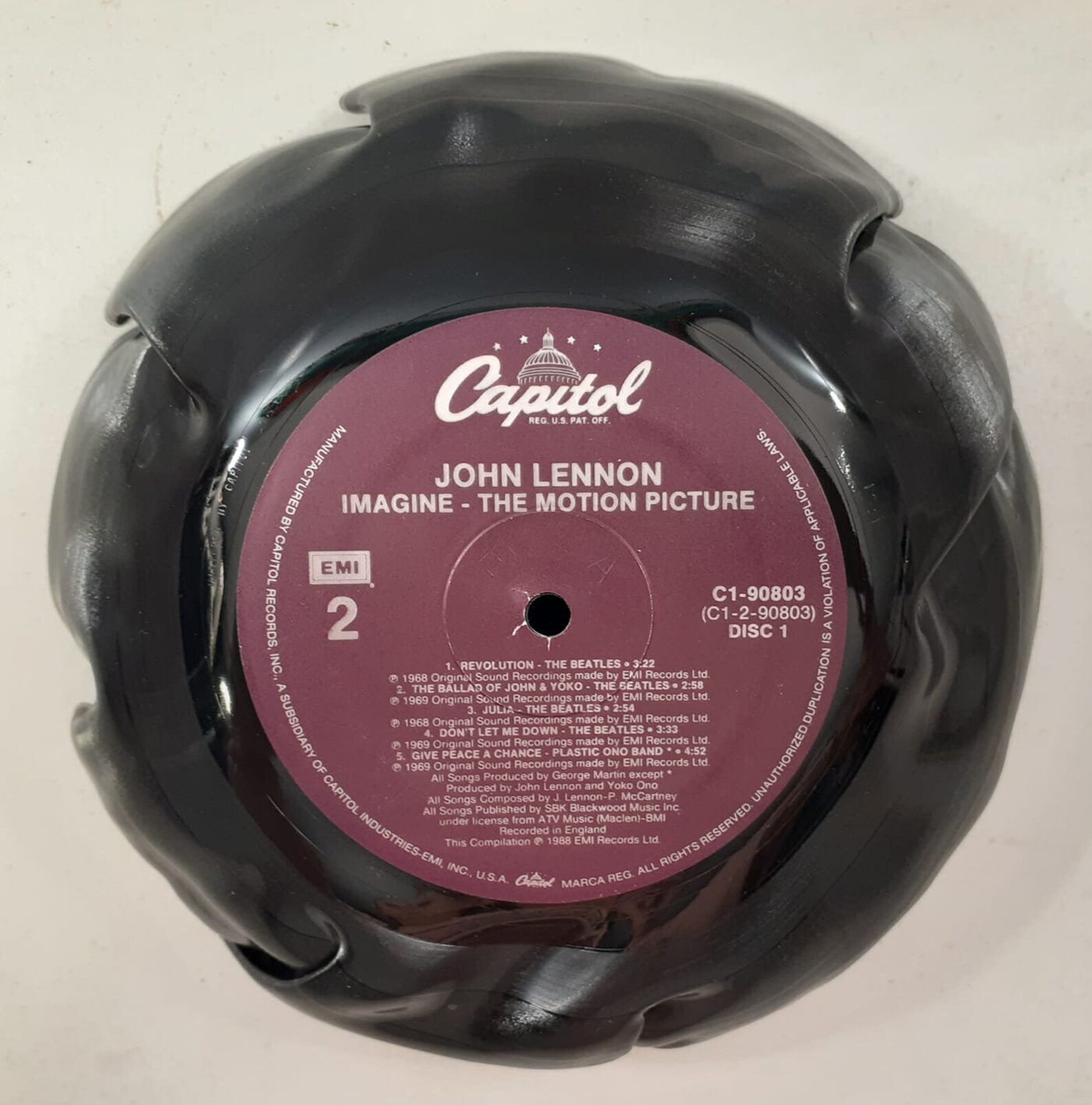 John Lennon Imagine Vinyl Record Bowl Handmade From Original - Etsy