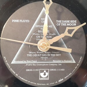 Pink Floyd Dark Side of Moon Vinyl Record Clock Handmade From Original ...