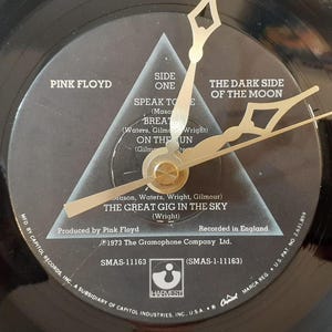 Pink Floyd Dark Side of Moon Vinyl Record Clock Handmade From Original ...