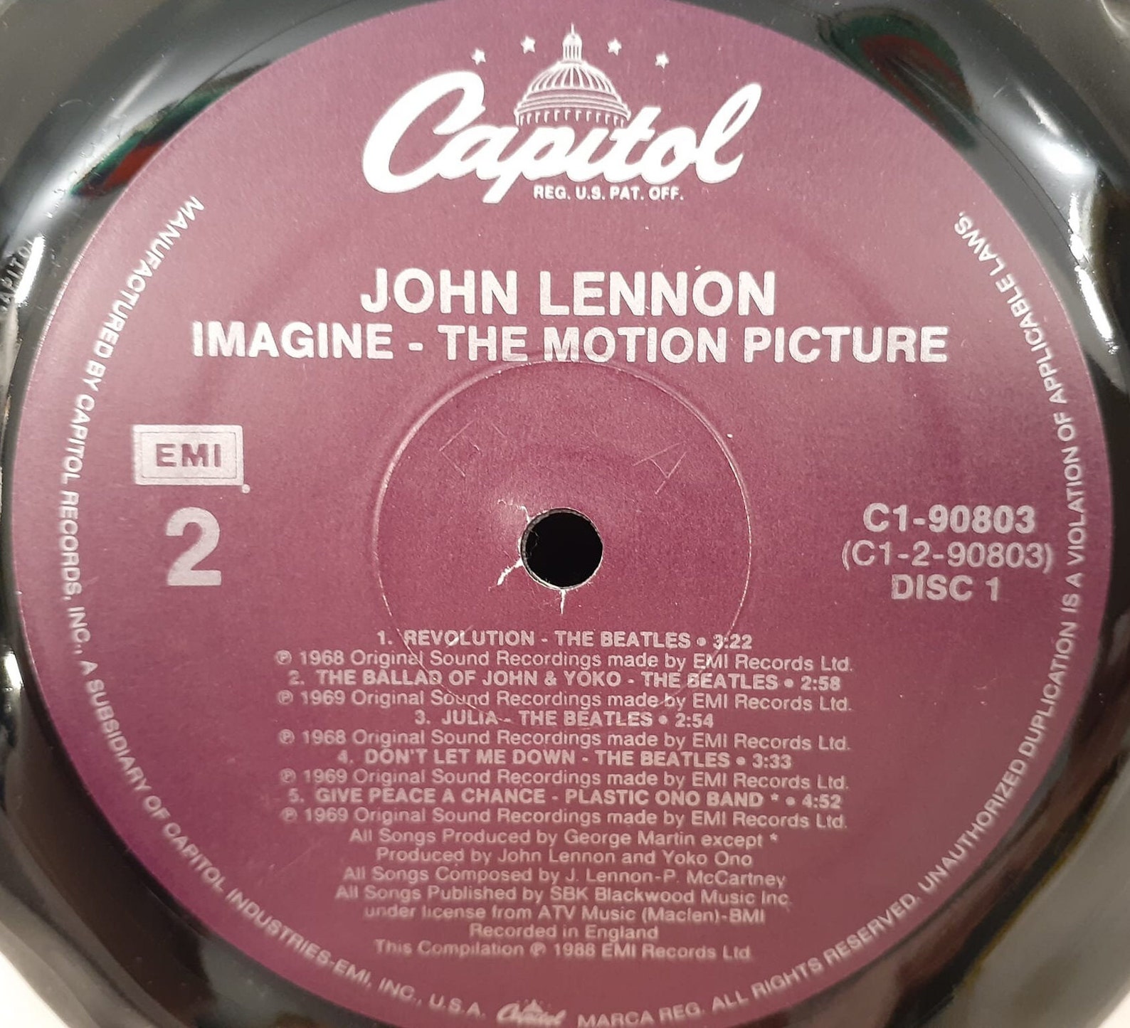 John Lennon Imagine Vinyl Record Bowl Handmade From Original - Etsy