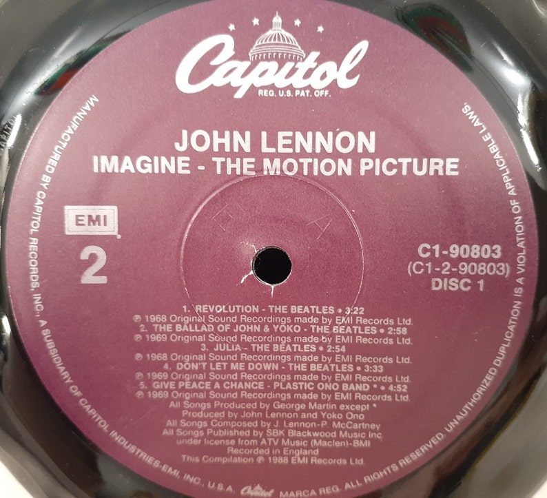 John Lennon Imagine Vinyl Record Bowl Handmade From Original - Etsy